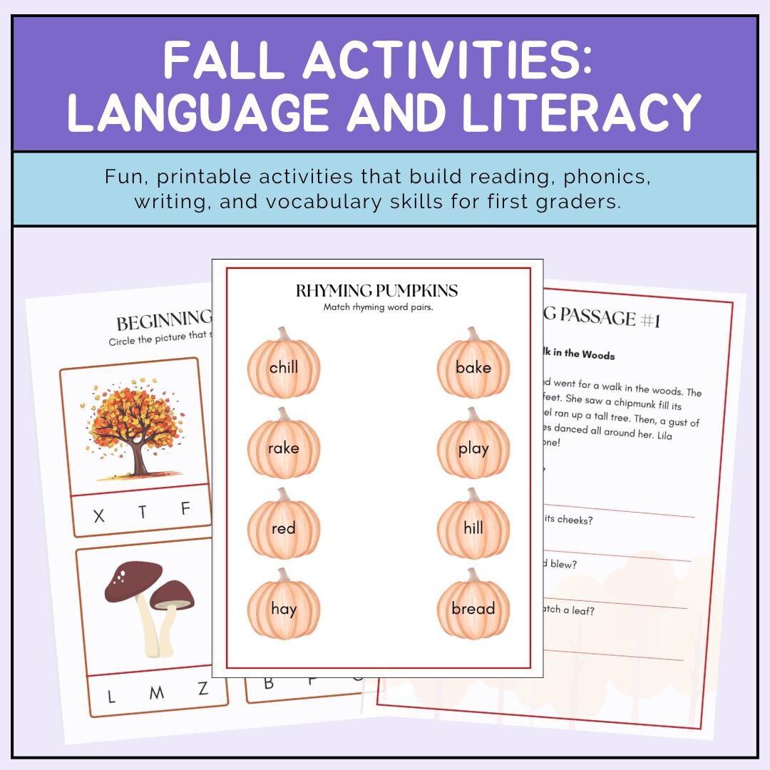 Grade 1 Fall Language & Literacy Activities | Reading, Phonics ...
