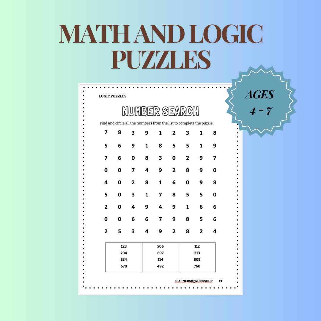 Math and Logic Puzzles, Preschool, Kindergarten, Grade 1 and 2 Math ...