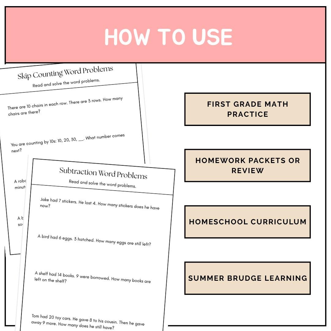 Grade 1 Math Word Problems Workbook | Reading-based Math Practice (PDF ...