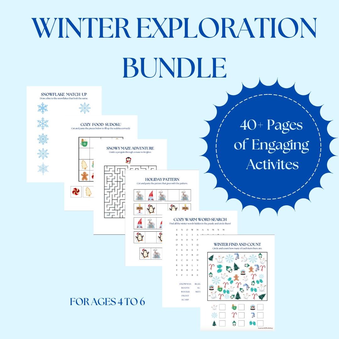 Winter Activity Bundle for Kids: Puzzles, Word Searches (ages 4-6) (PDF ...