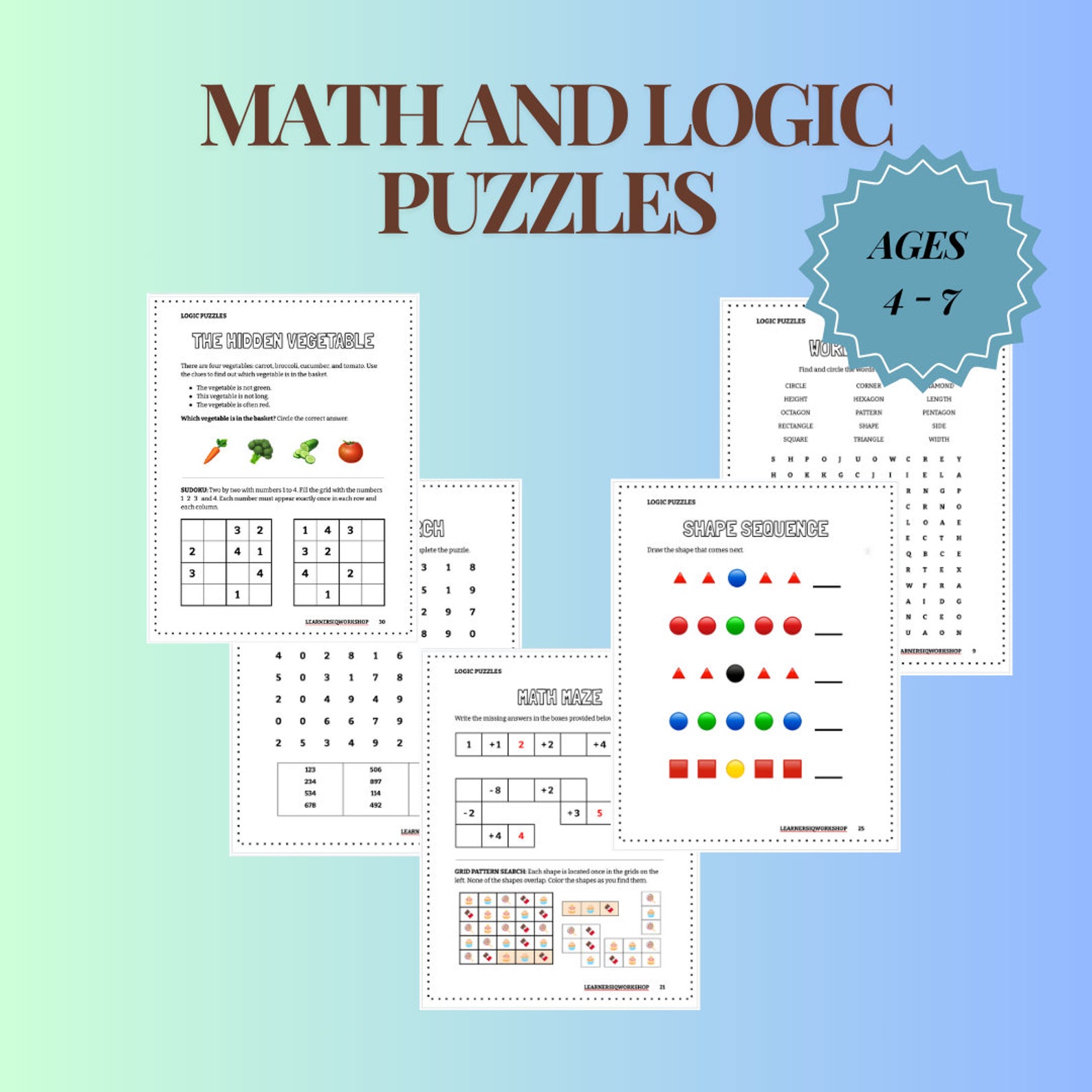 Math and Logic Puzzles, Preschool, Kindergarten, Grade 1 and 2 Math ...