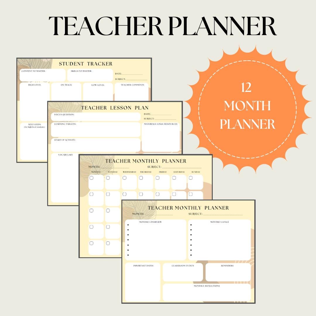 Ultimate 12 Month Teacher Planner | Monthly, Weekly, Daily Planners ...
