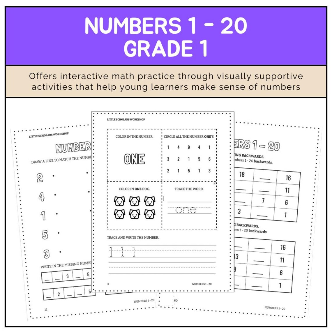 Grade 1 Math Workbook: Counting, Place Value, Number Patterns (PDF ...