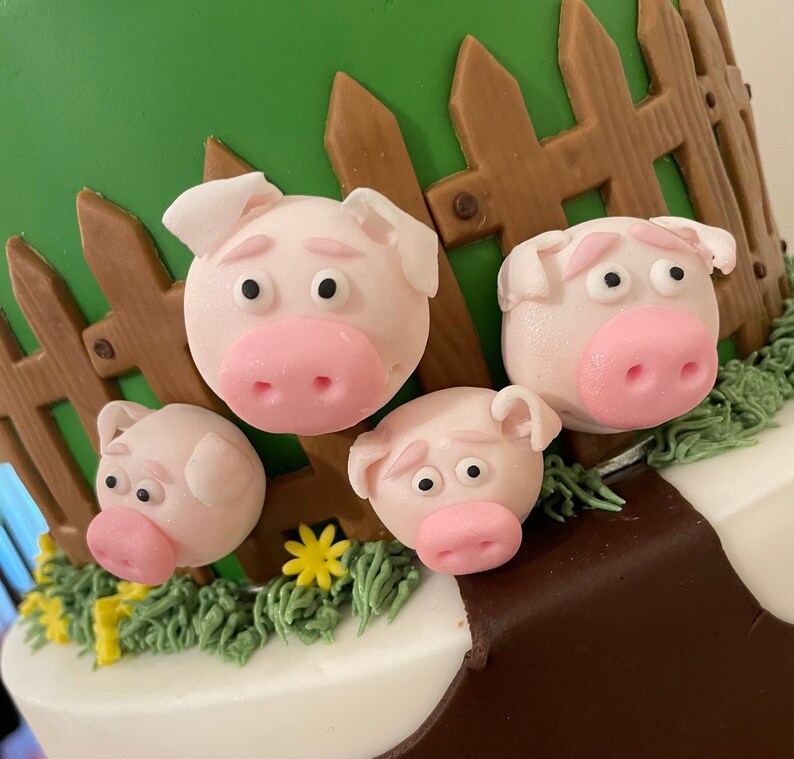 Farm Animals pig Edible Fondant Toppers - Etsy