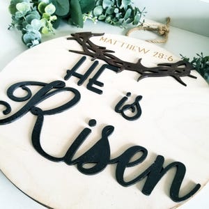 He is Risen Round Sign| Jesus Indoor Sign | 3 Layered Sign | Christian ...