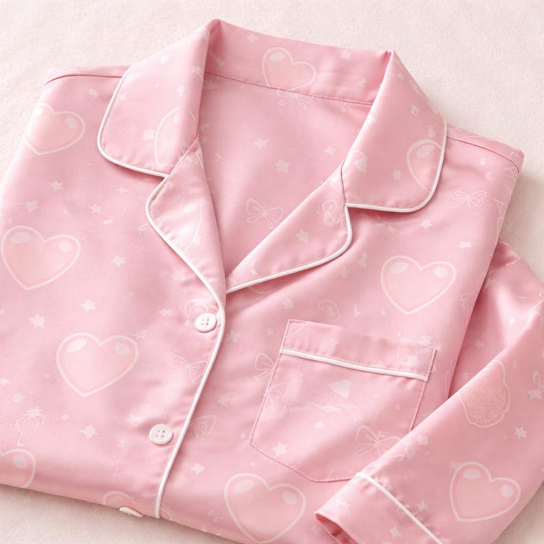 Bubble Hearts Satin Pajamas, Mommy and Me Matching Set, Sparkle Bow ...