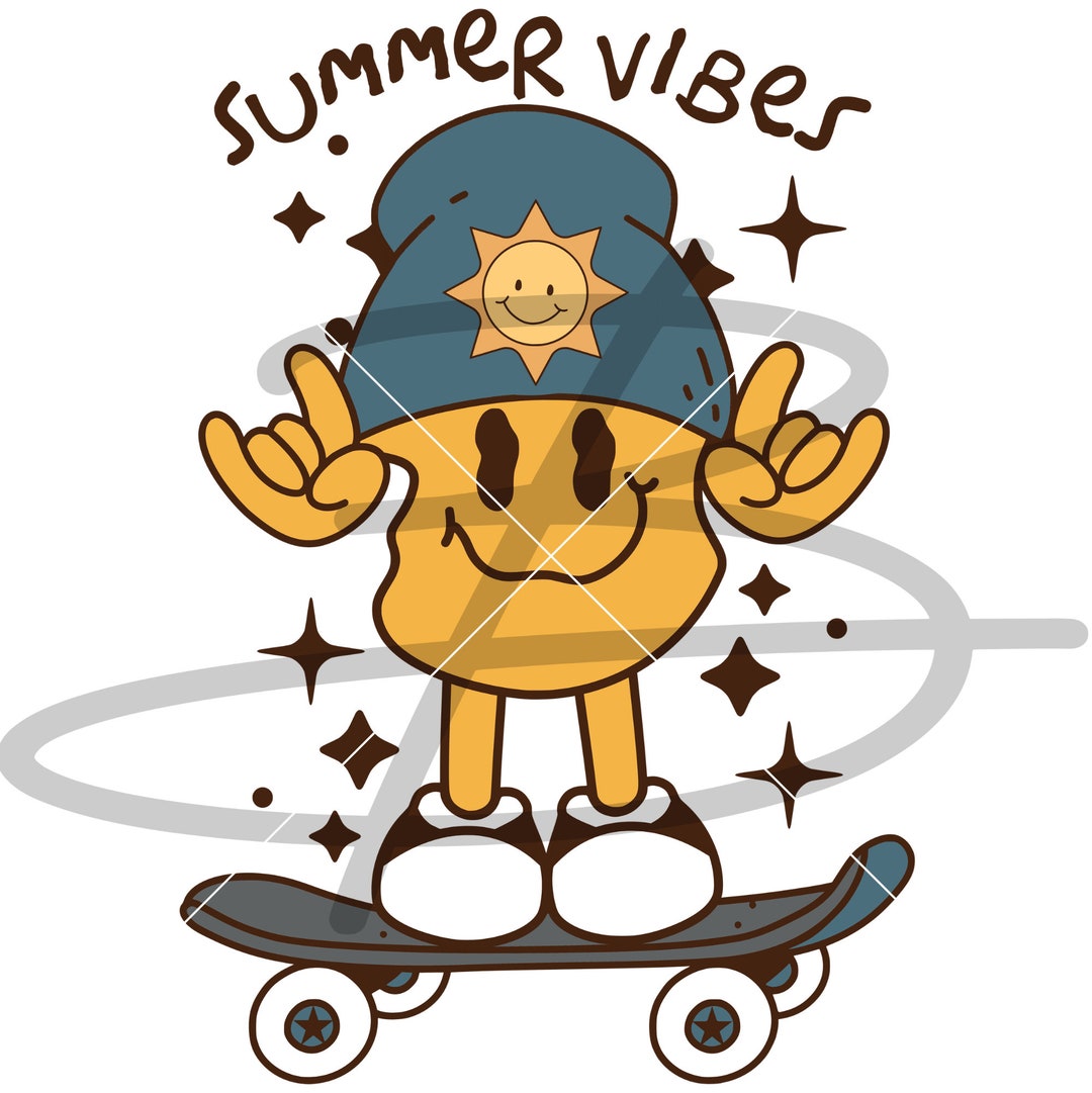 Summer Vibes Smiley PNG SVG - Etsy