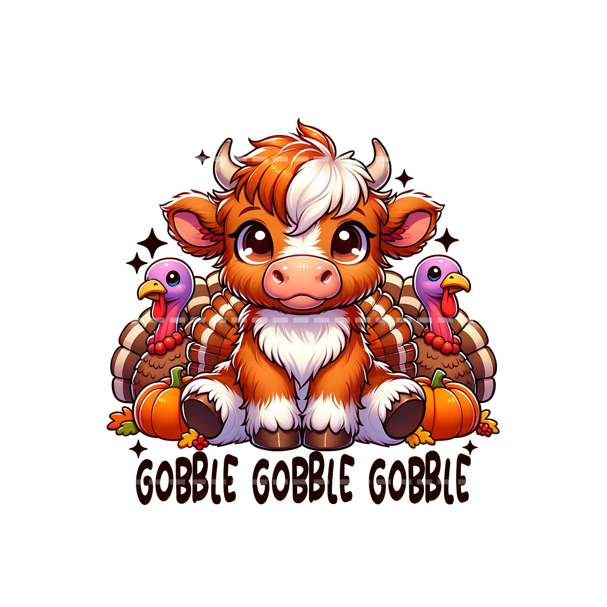 Baby Highland Cow Thanksgiving Turkey PNG - Etsy