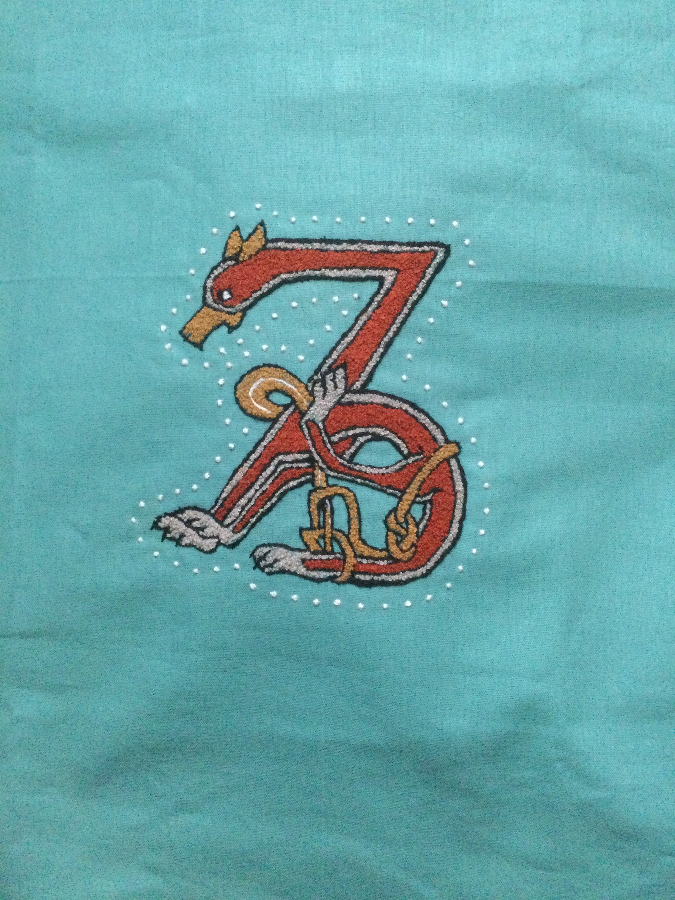 Medieval Inspired HOUND Letter H, Z Original Embroidery Panels Only - Etsy