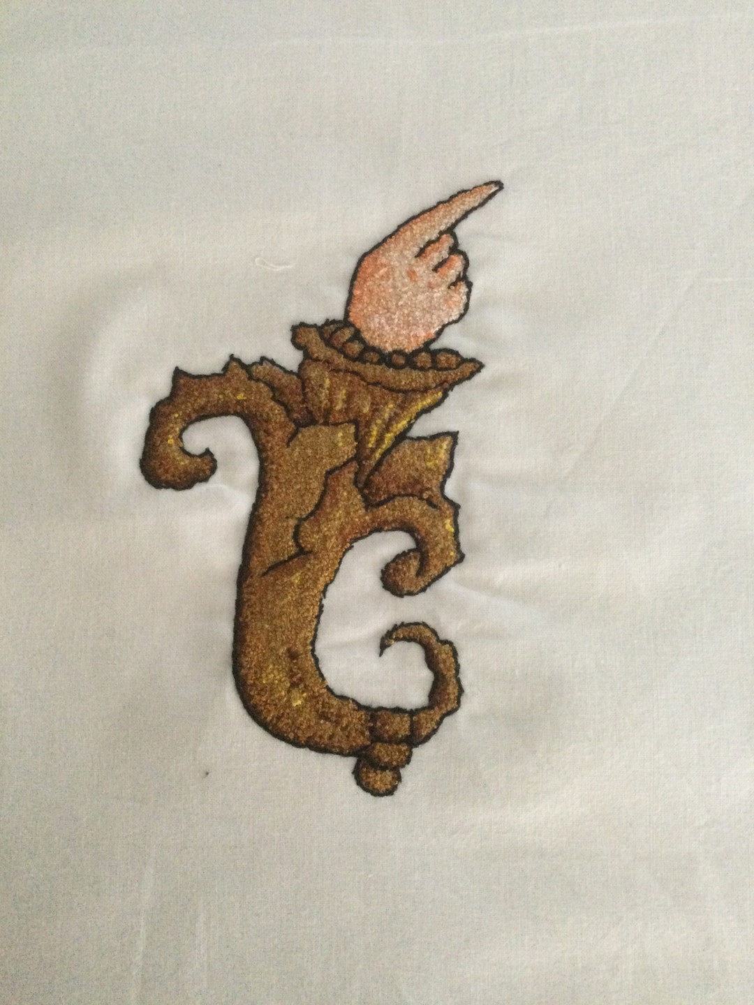 Medieval French Rouen Manicule Embroidery Panel Only - Etsy