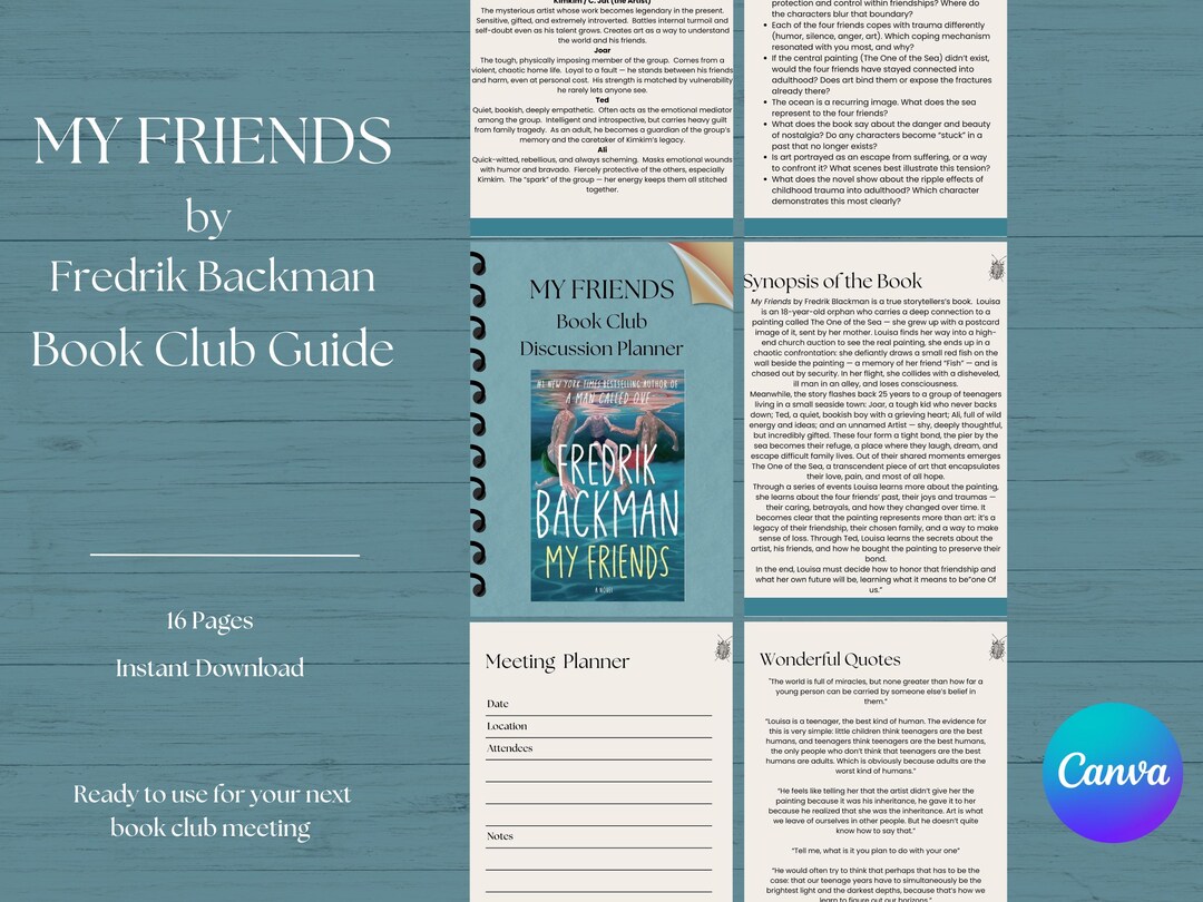 My Friends by Fredrik Backman, Bookclub Guide Planner - Etsy