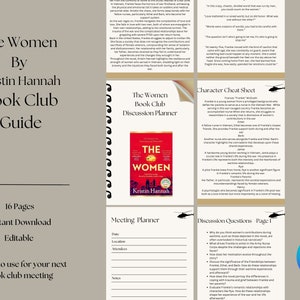 The Women by Kristin Hannah, Book Club Guide Planner - Etsy