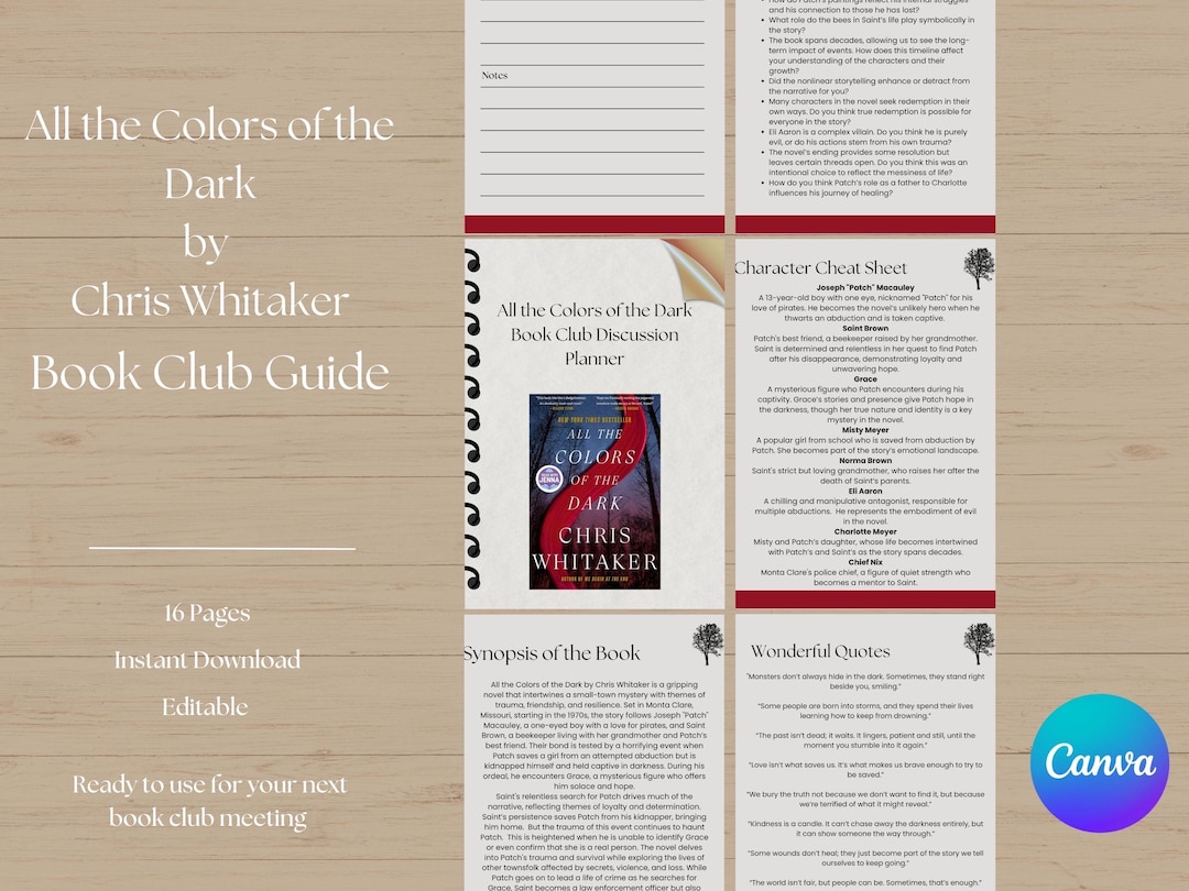 All the Colors of the Dark by Chris Whitaker Book Club Guide Planner - Etsy