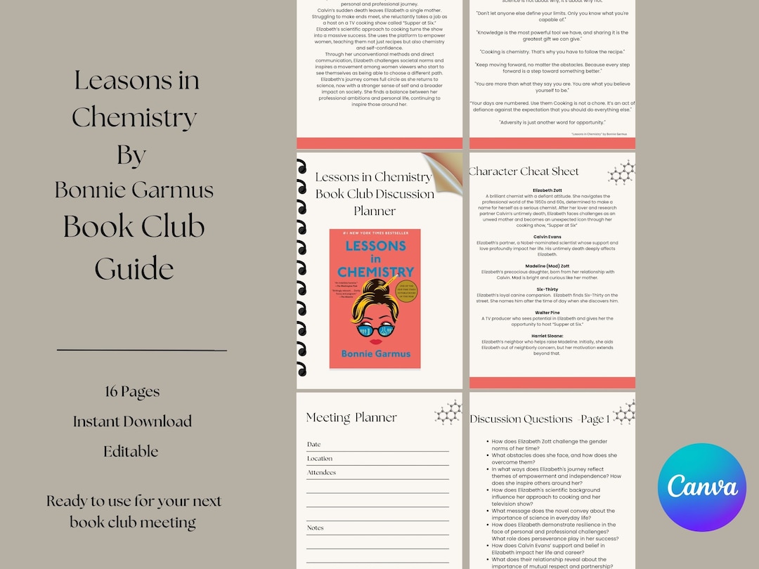 Lessons in Chemistry, Book Club Guide Planner - Etsy