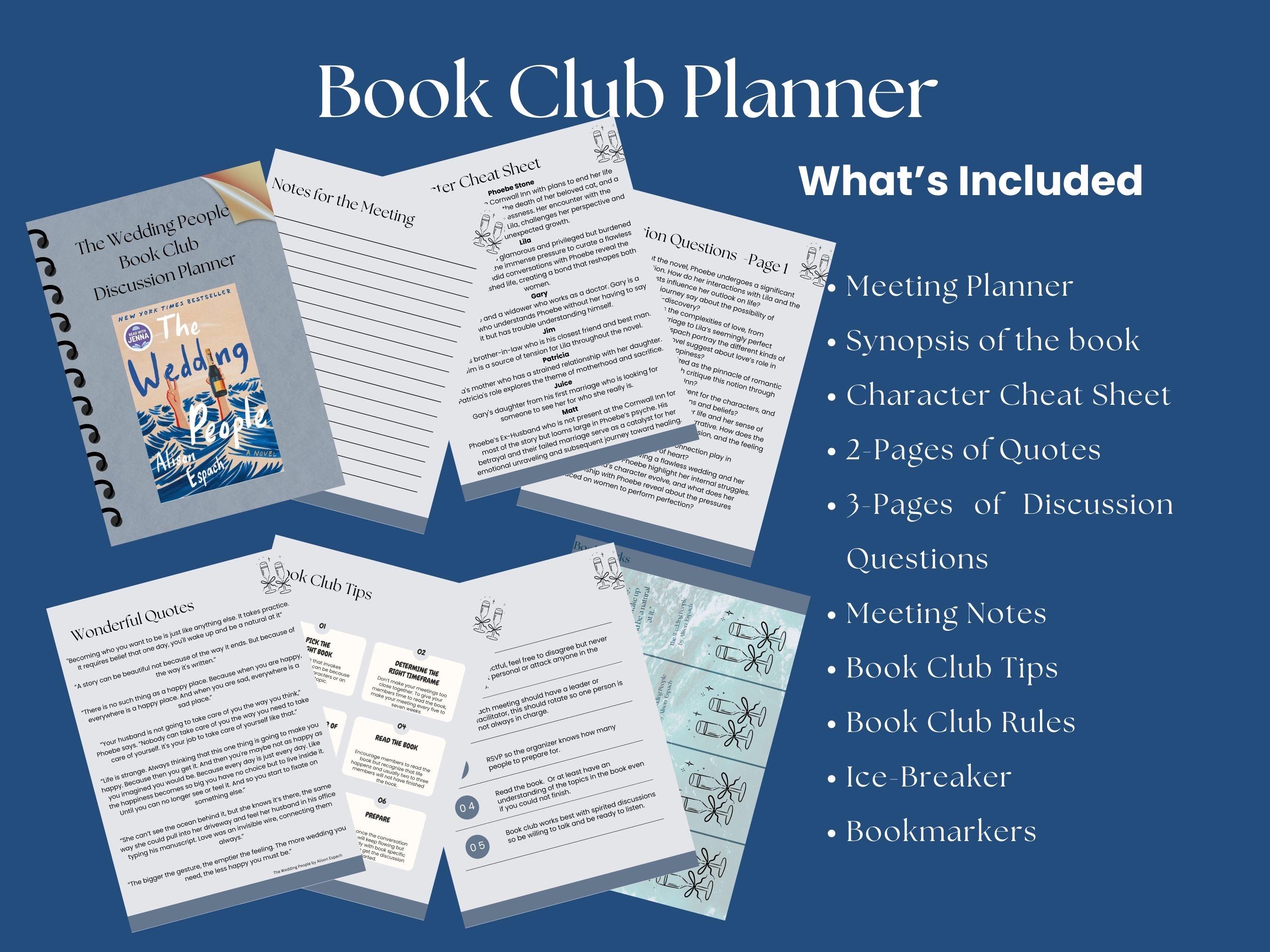 The Wedding People by Alison Espach, Book Club Guide Planner - Etsy