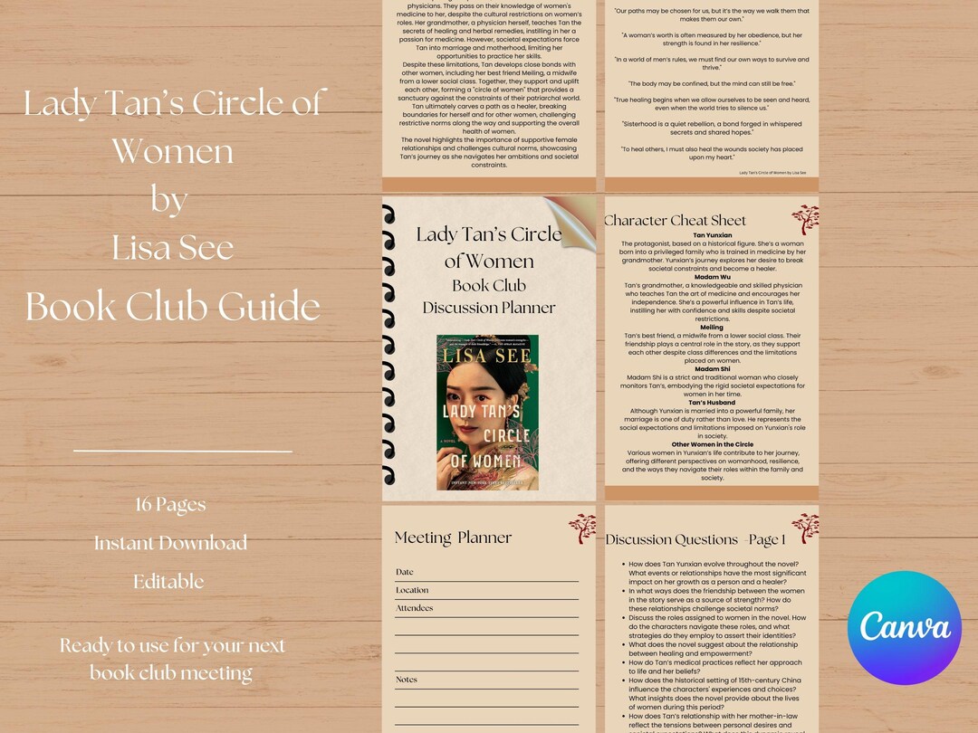 Lady Tan’s Circle of Women by Lisa See, Book Club Guide Planner - Etsy