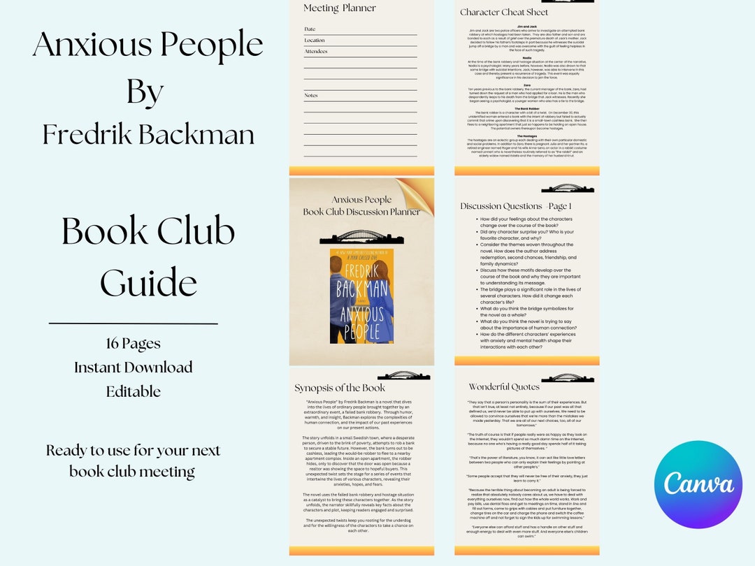 Anxious People, Book Club Guide Planner - Etsy