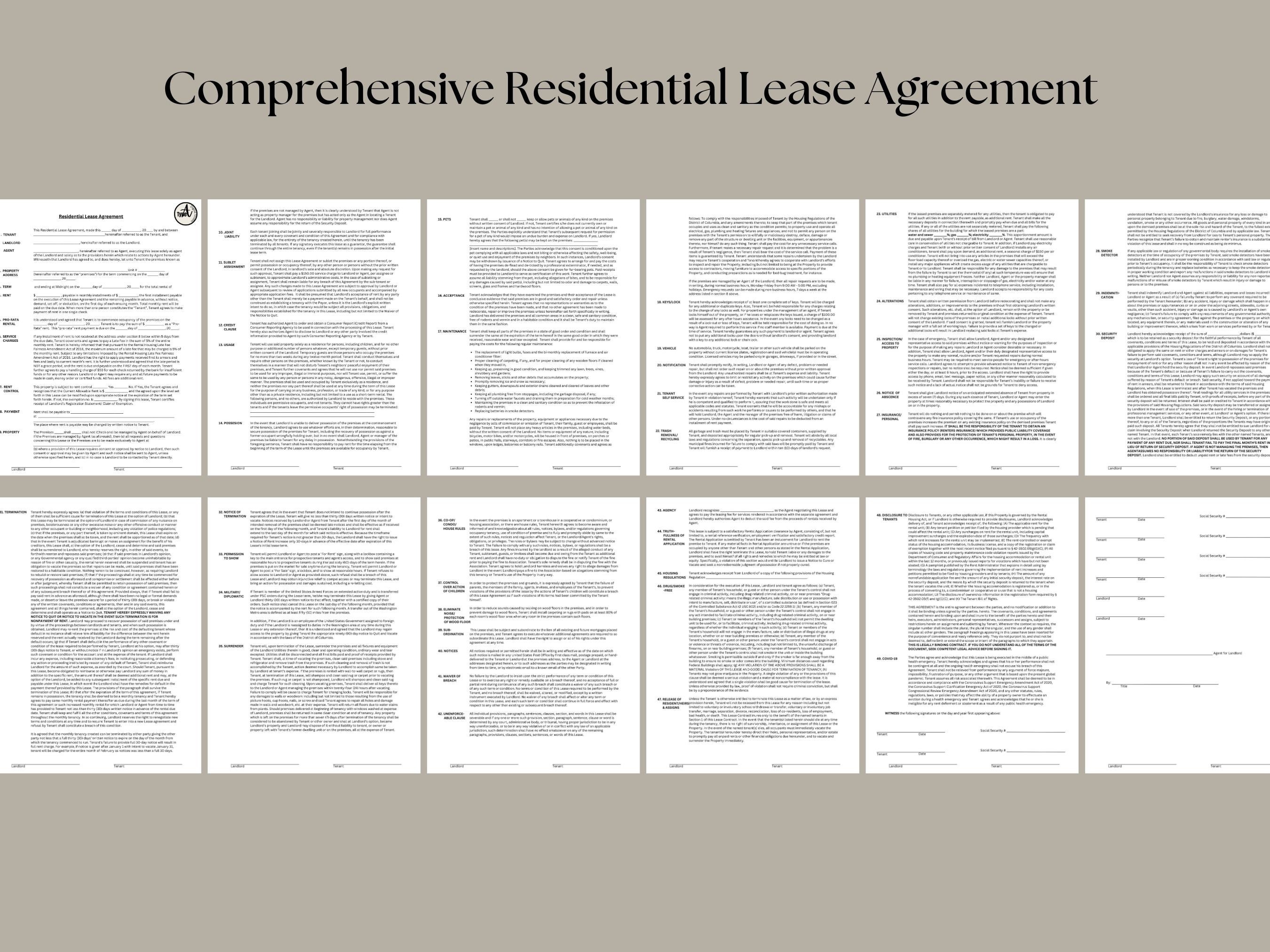 Residential Lease Agreement | Editable Rental Agreement | Canva ...