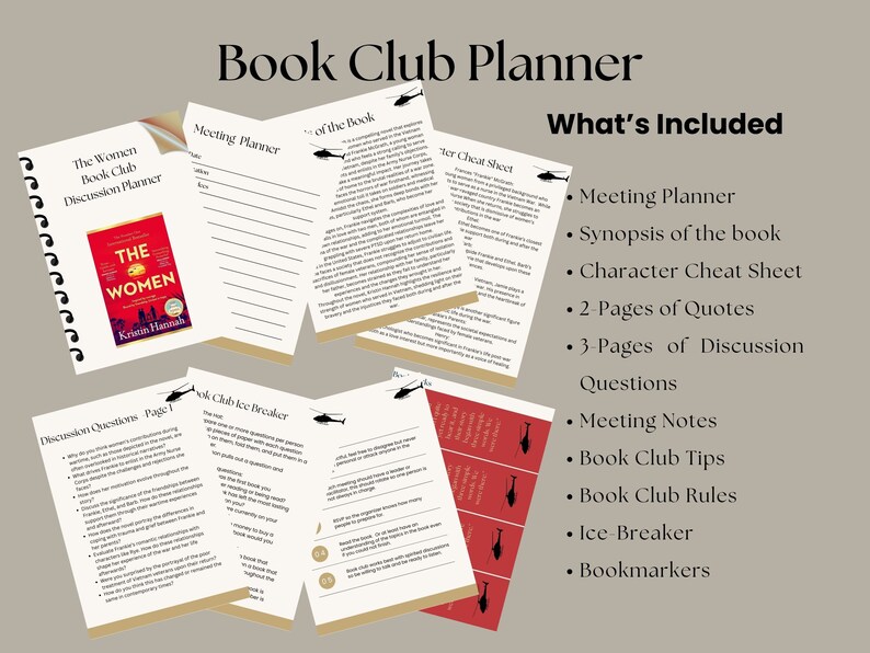 The Women by Kristin Hannah, Book Club Guide Planner - Etsy