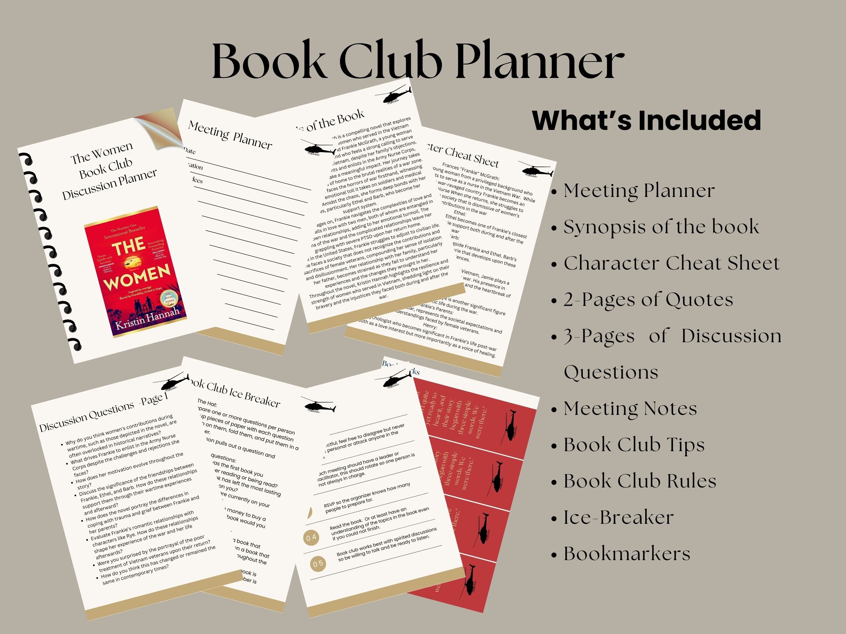 The Women by Kristin Hannah, Book Club Guide Planner - Etsy