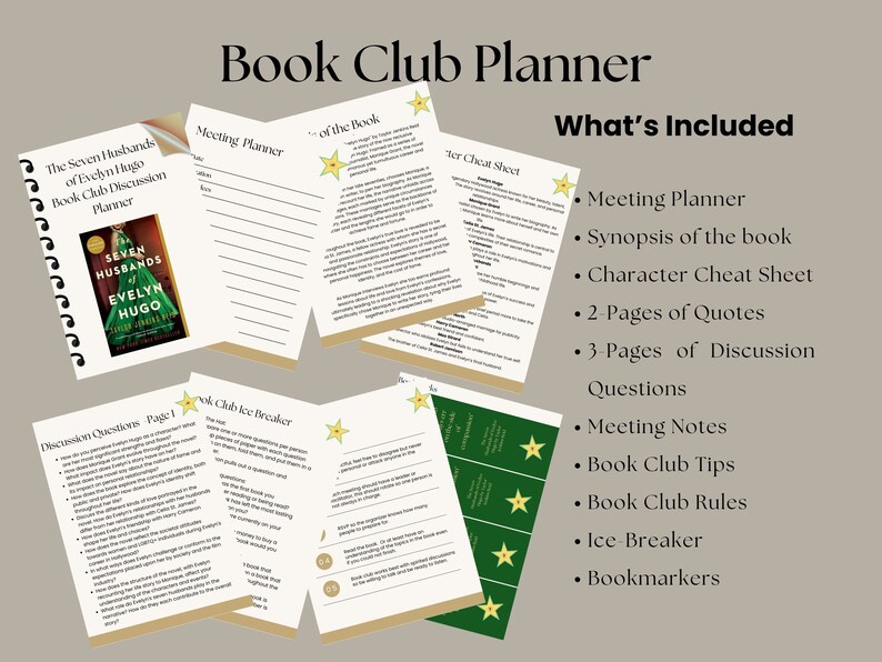 The Seven Husbands of Evelyn Hugo, Book Club Guide Planner - Etsy