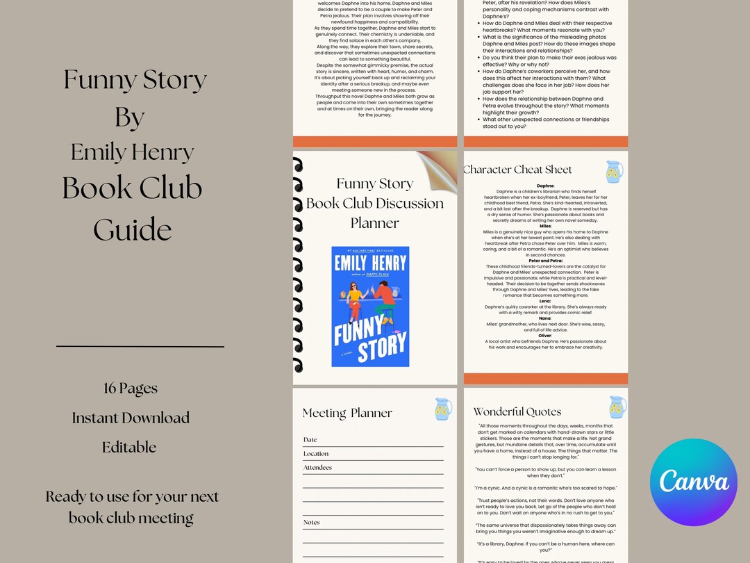 Funny Story by Emily Henry, Book Club Guide Planner - Etsy