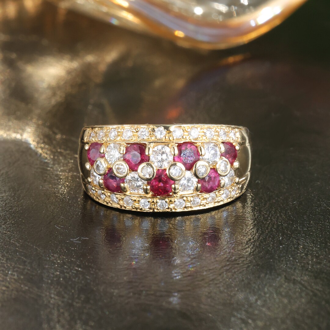 Luxurious Red Ruby Gemstone Ring, 0.99 Carat Ruby With Diamond, 18k ...