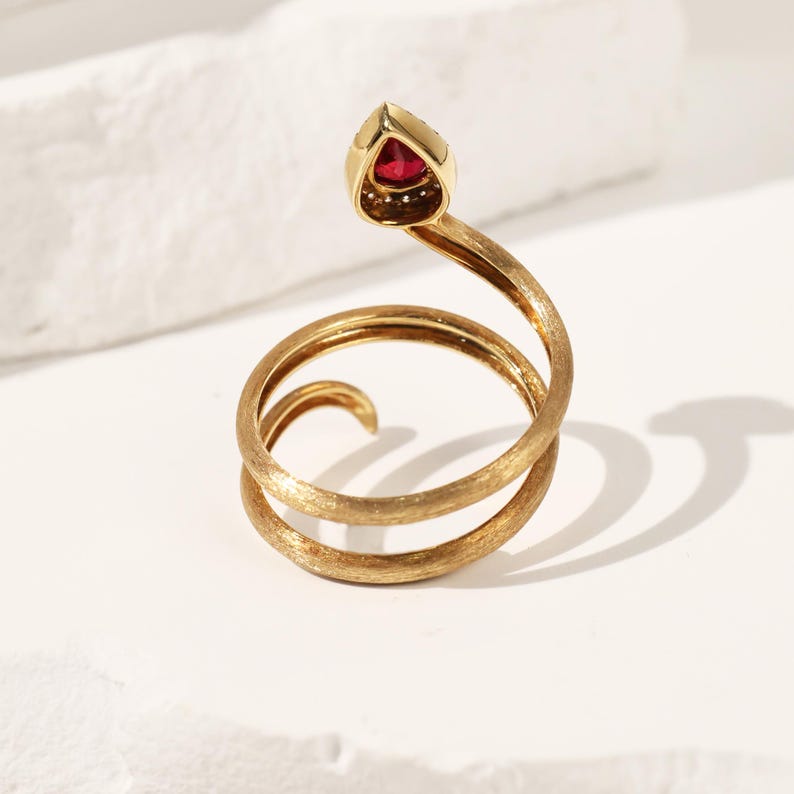 Natural Pigeon Blood Red Ruby Ring,18k Solid Gold Ring, 0.5ct Pear Ruby ...