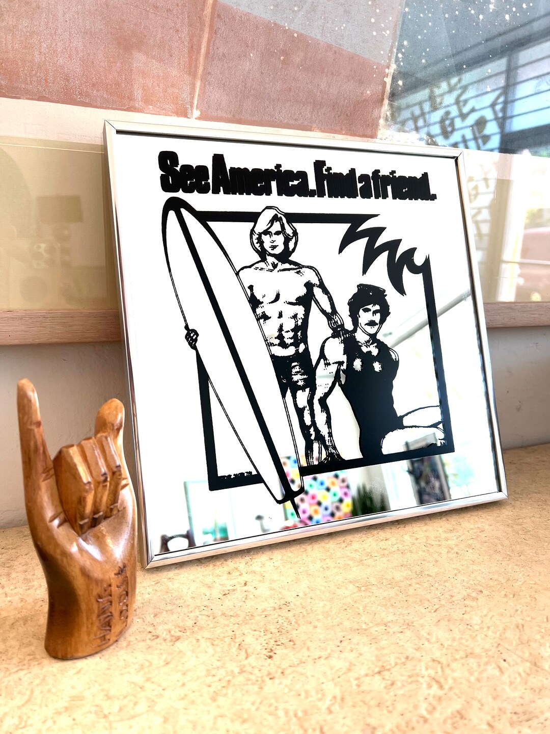 Hand Screen Printed Mirror Gay Interest Surfing California - Etsy