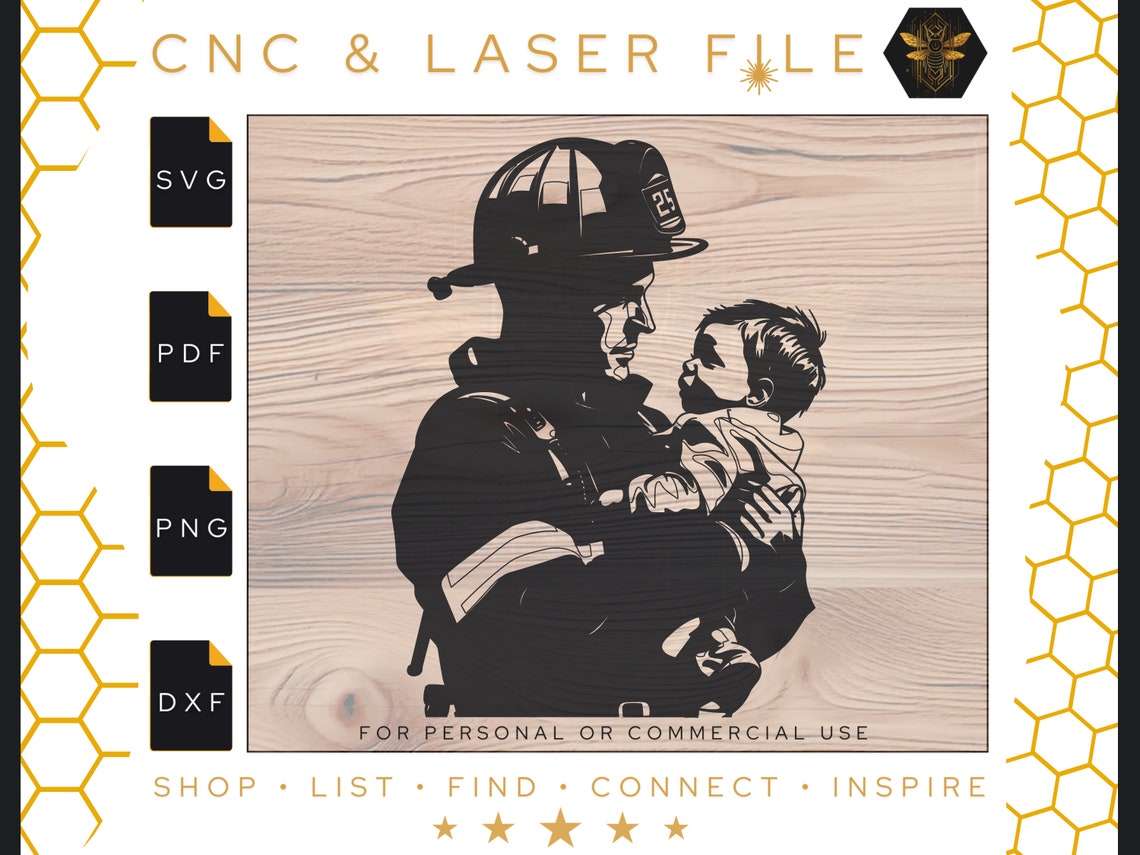 Fireman and Child No.2 Vector File | Firefighter File | Fireman | First ...