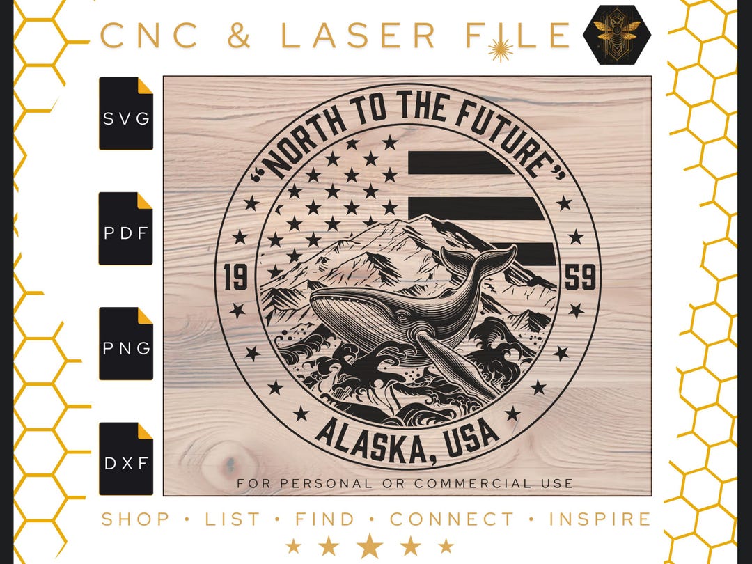 State of Alaska Themed Svg Sign | Round Flag | Denali Peak Mountains ...