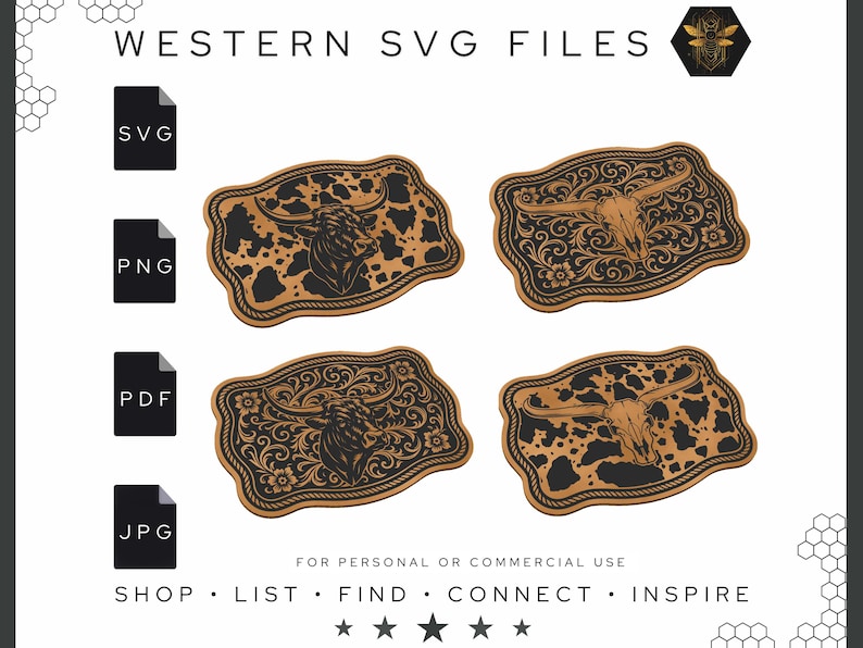 Western Belt Buckle SVG: Cowboy Hat Patch Designs (digital Download) - Etsy