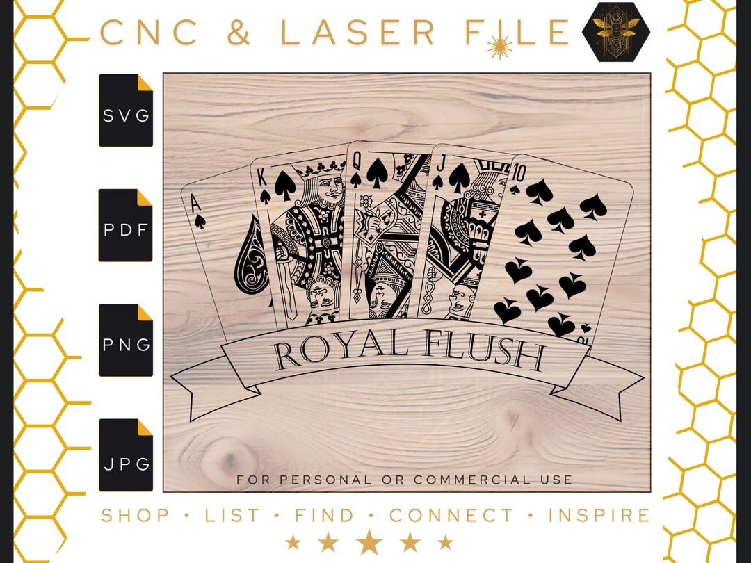 Royal Flush SVG | Spades Playing Cards | Poker Player Game Room Wall ...
