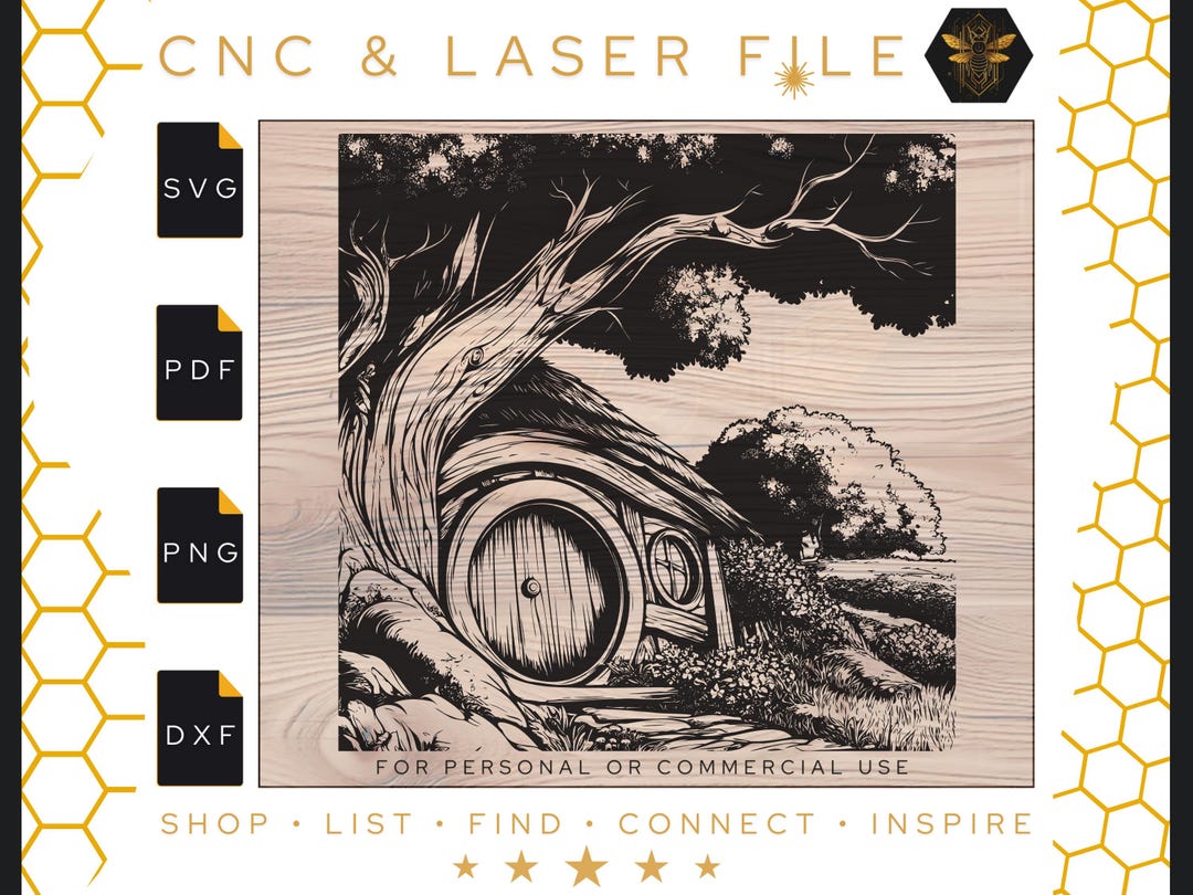 A Hobbit Home Detailed SVG | Round Door Home | Detailed Folk Art ...