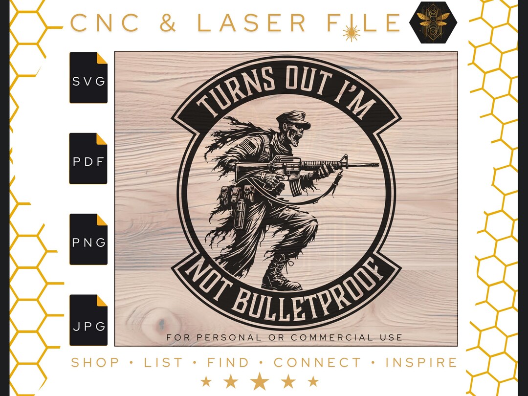 Turns Out I'm Not Bulletproof Military Patch Style SVG File | Skull ...