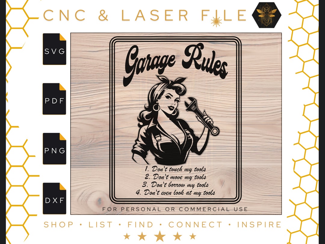 Garage Rules Pin up Girl Sign Vector File | Garage Rules Sign | Pin up ...