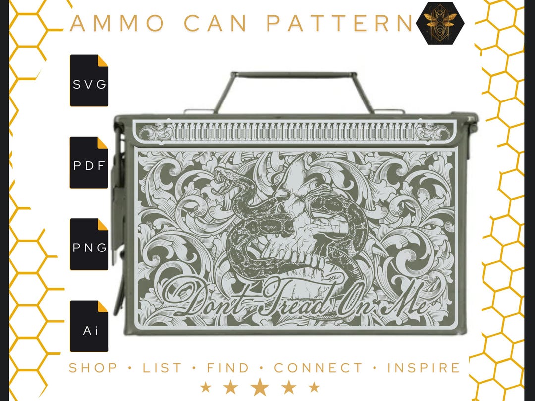 Don't Tread on Me Ammo Can SVG: Snake & Skull Laser Design (digital ...