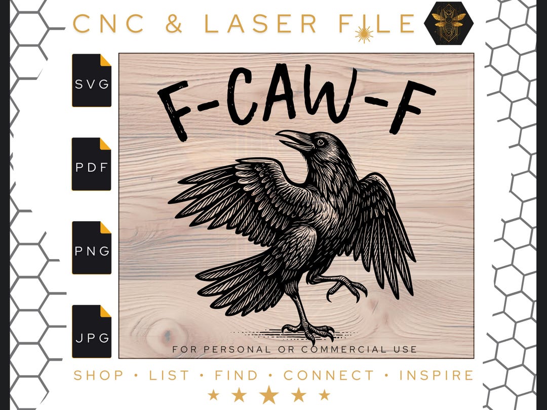 Humorous Crow Vector Art: F-caw-f Svg, Png, Jpg, PDF (digital Download ...