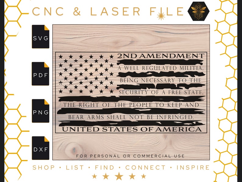 2nd Amendment Distressed Style American Flag 2A American Flag Patriotic ...