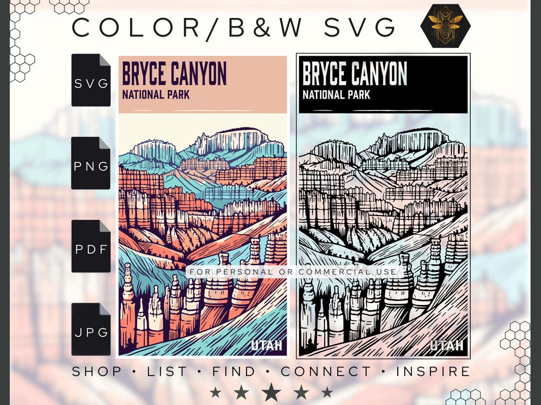 Bryce Canyon Utah National Park Color SVG and Black & White | Bryce ...