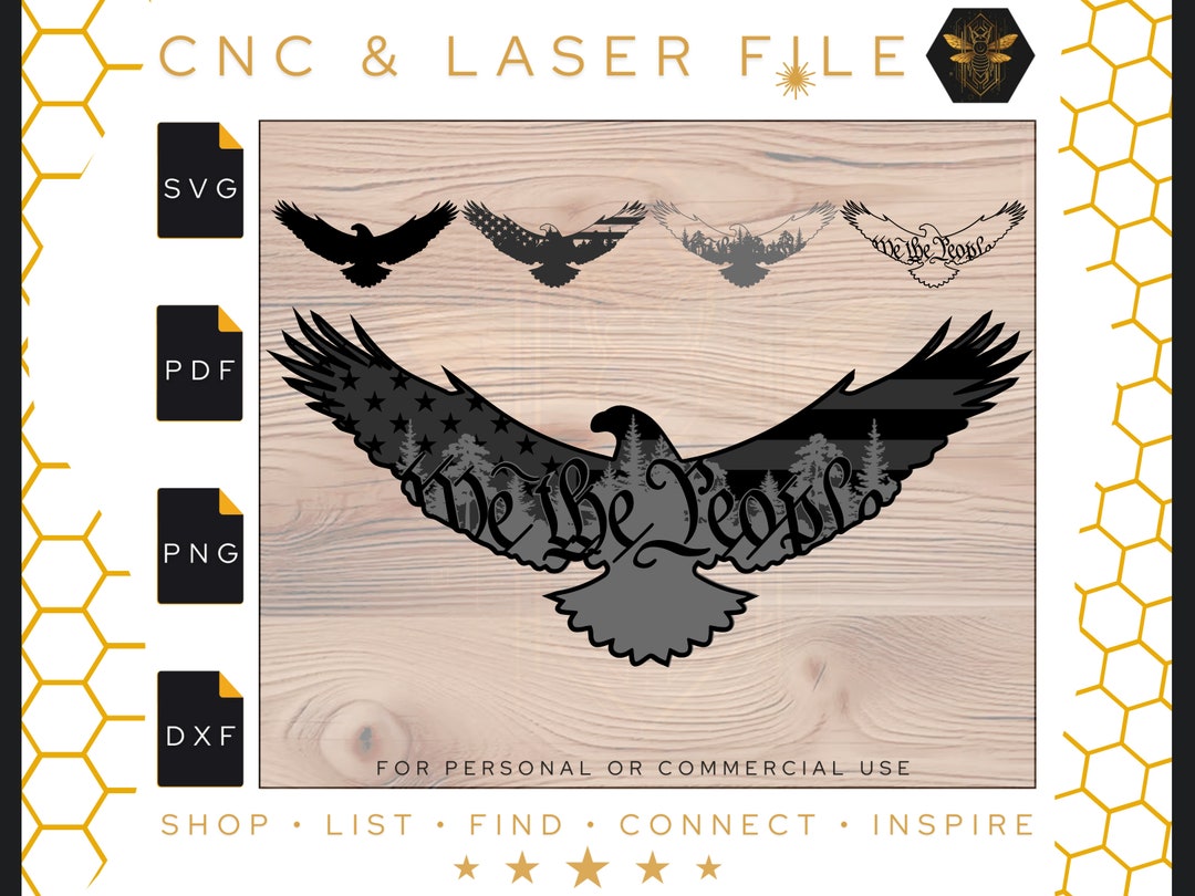 Eagle "we the People" Patriotic Layered SVG File | Layered Laser Files ...