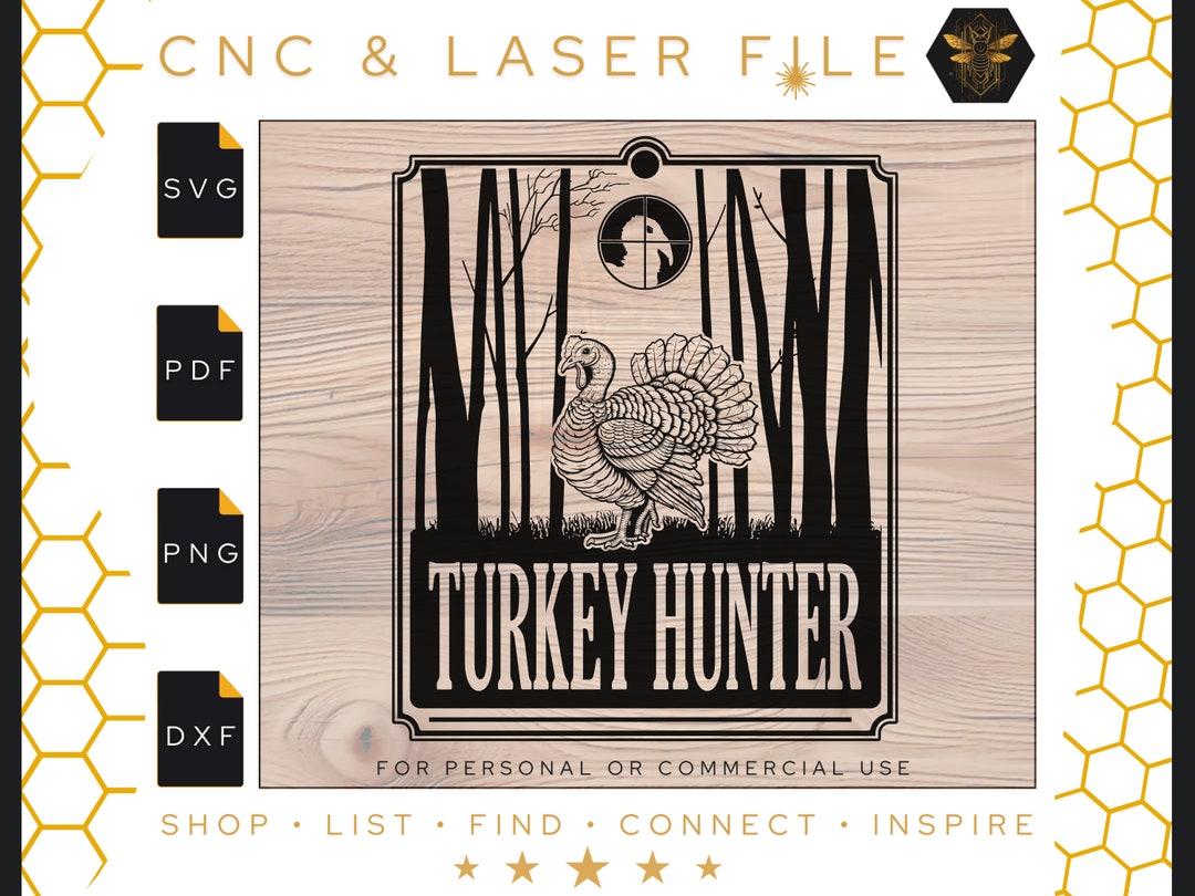 Turkey Hunter Sign (laser Cut Cnc File - Svg, Pdf, Png, Dxf) - Etsy