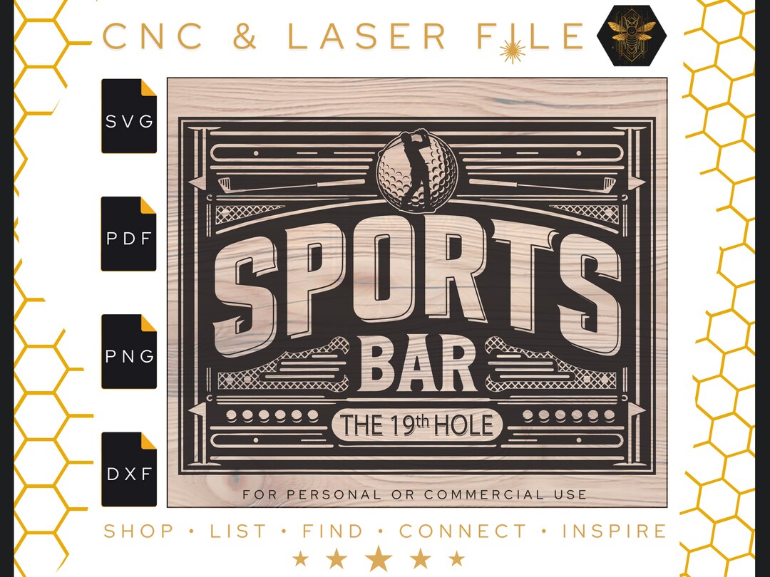 The 19th Hole Sports Bar Sign | Bar Decor | Golfing | Golf Bar File ...