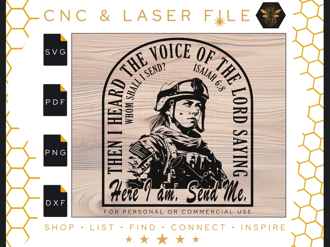 Female Soldier Svg File | Soldier Vector File | Here Am I Send Me ...