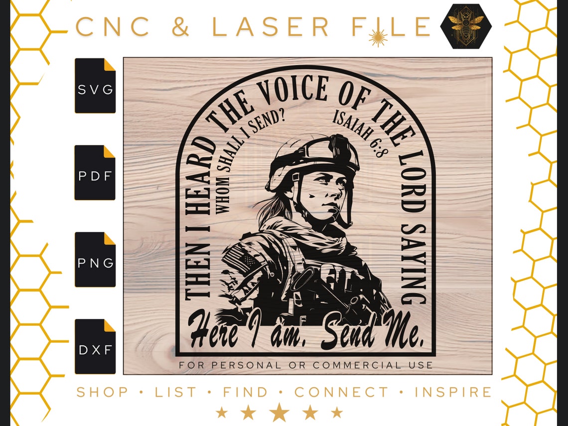 Female Soldier Svg File | Soldier Vector File | Here Am I Send Me ...