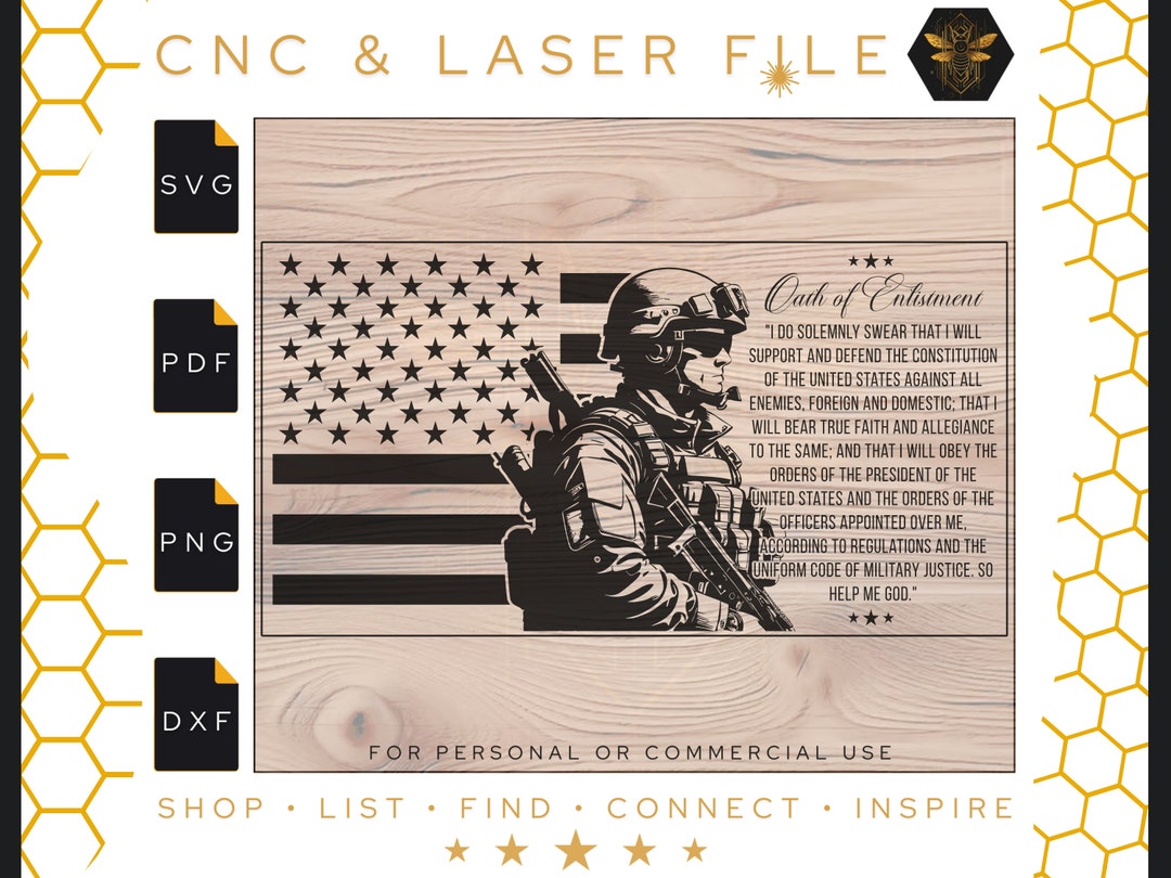 Oath of Enlistment Detailed Soldier Centered American Flag | Veteran of ...