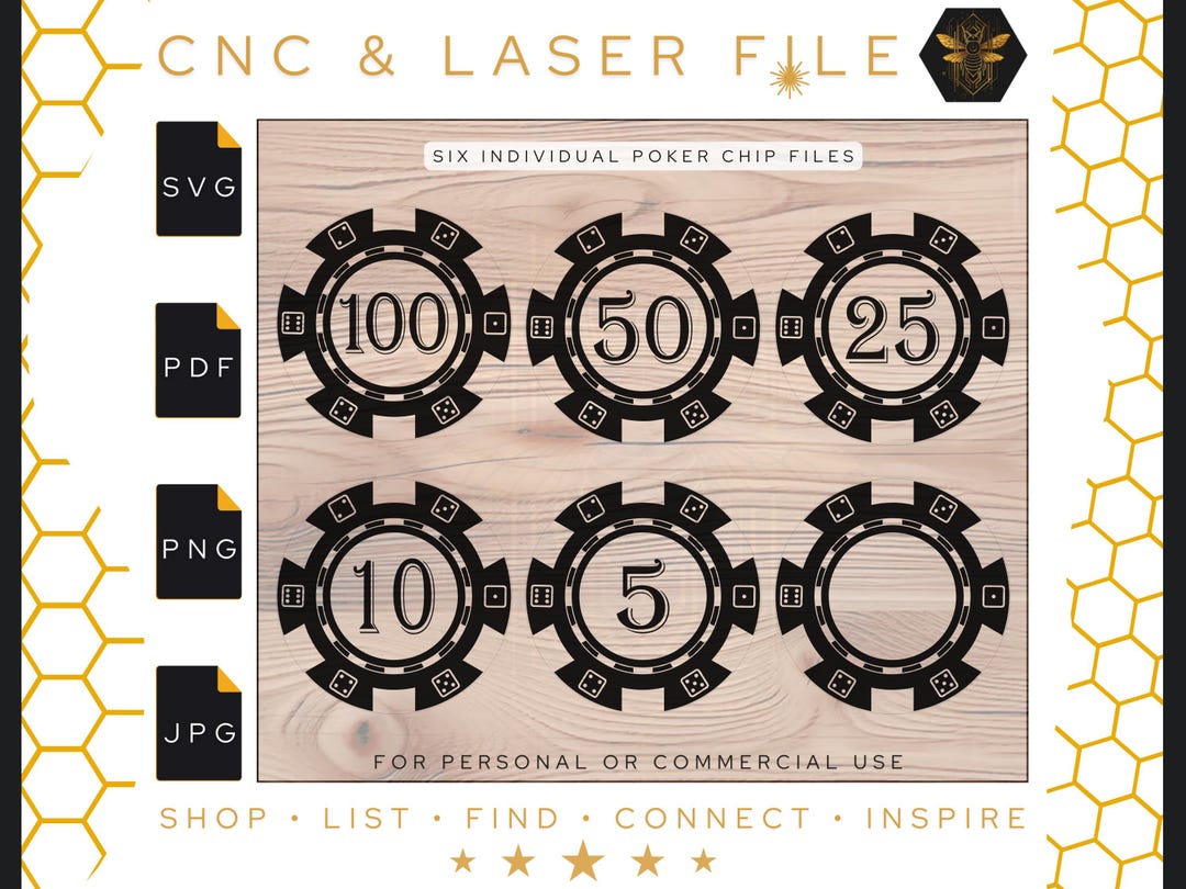 Poker Chip Set SVG Files | Poker Chips Template | Poker Chips Blank ...