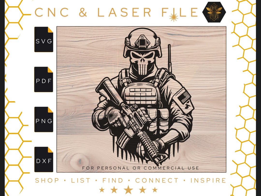 Skull Soldier Svg | Detailed American Soldier Vector | Skull Mask ...