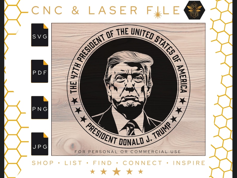 President Trump Vector File | Patriotic CNC Laser Cut File (digital ...