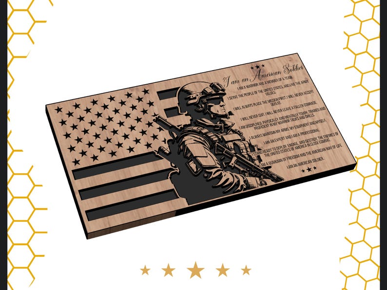 American Soldier Flag Laser Cut File | Military Creed SVG, CNC - Etsy